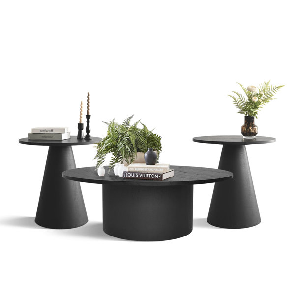 Wade Logan® Carnisha 3 - Piece Round Black Coffee Table Sets & Reviews | Wayfair